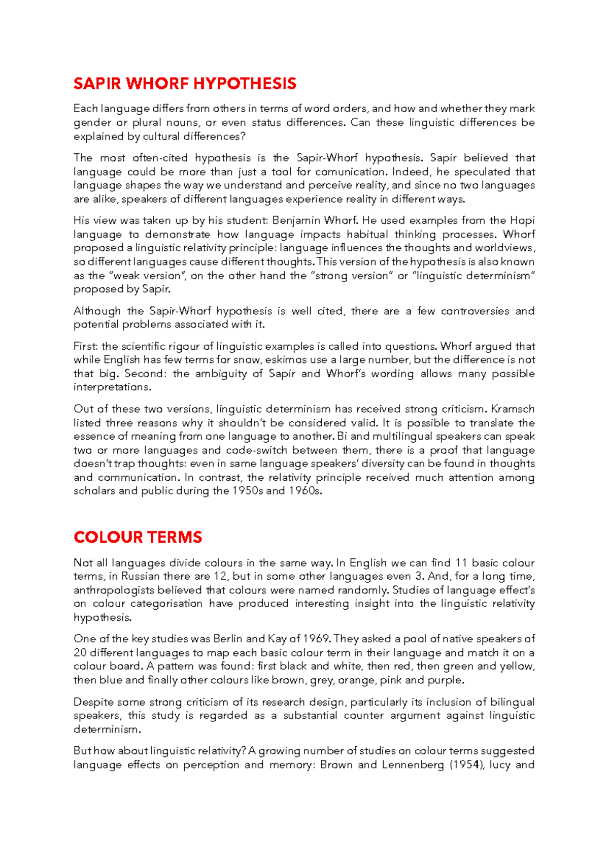 Full Exam Notes: English Language and Linguistic Relativity - Studocu