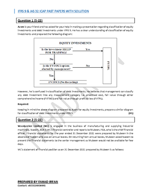 AAFR IFRS 15 ICAP PAST Papers WITH Solution-2 - Question 1 (D- 20 ) For ...