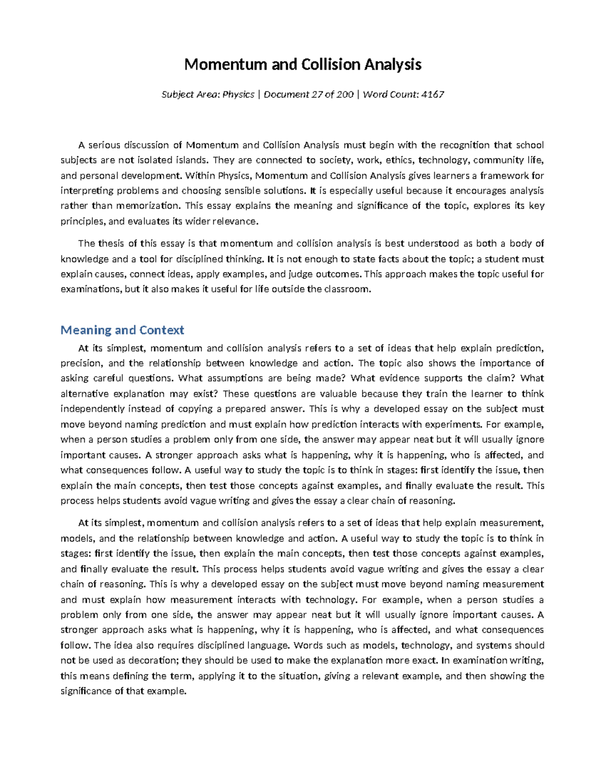 027 Momentum and Collision Analysis: Key Principles and Applications ...