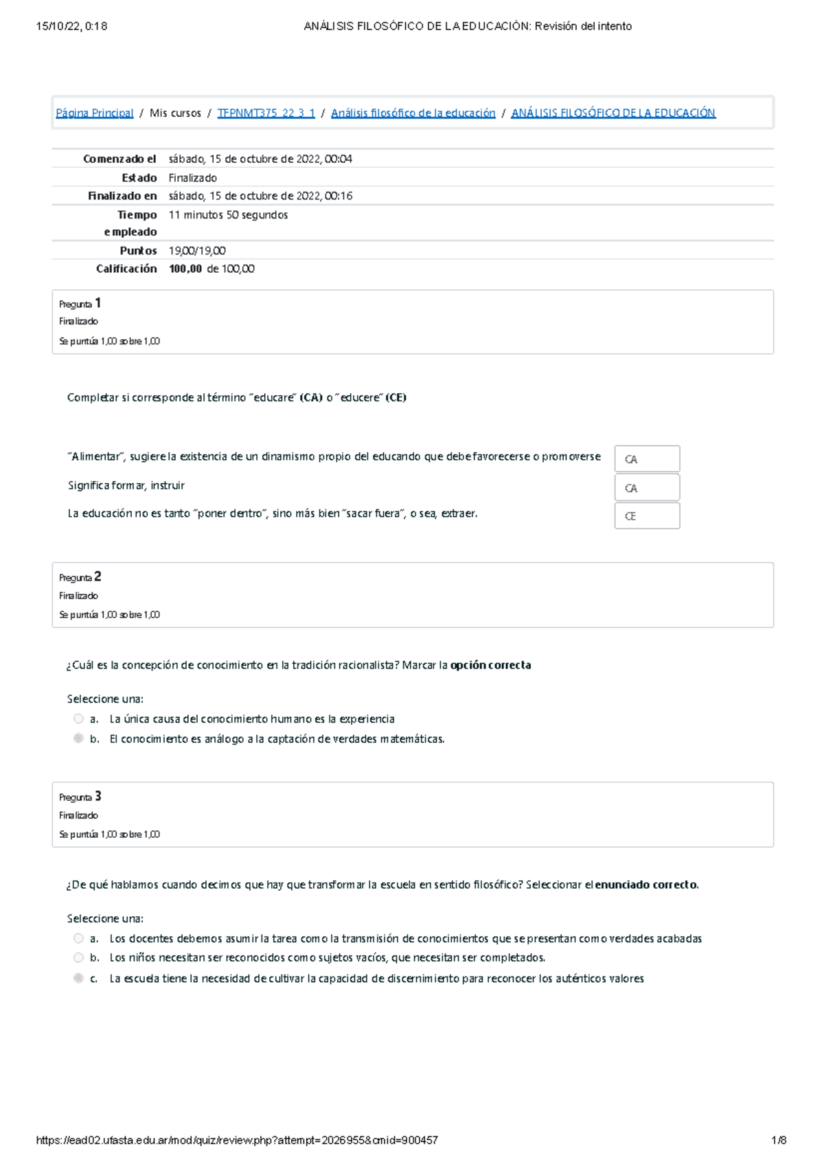 Análisis Filosófico DE LA Educación Revisión del intento-1 - Comenzado ...