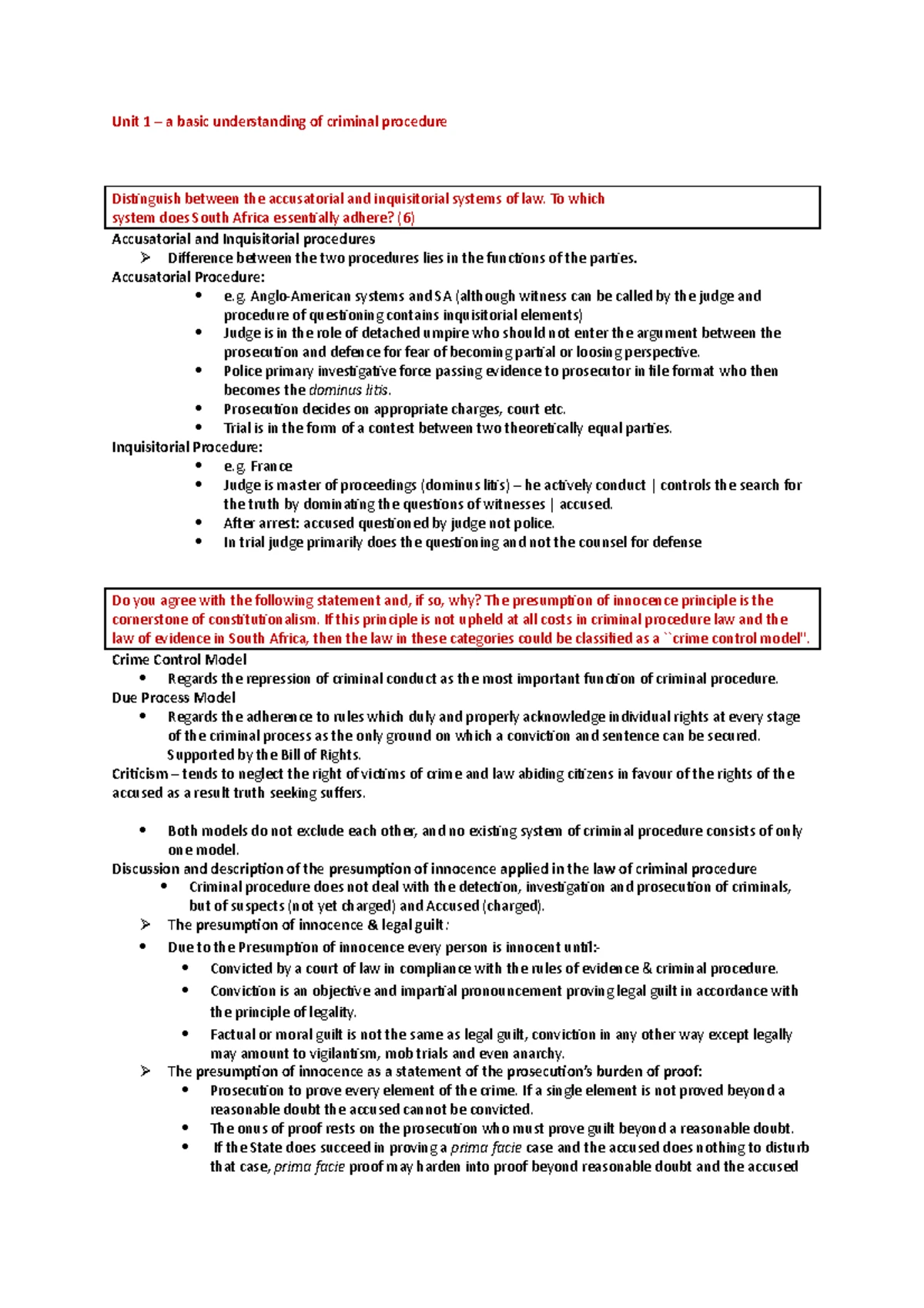 Criminal Law Practice Summary: Rights of the Accused & Legal Procedures ...