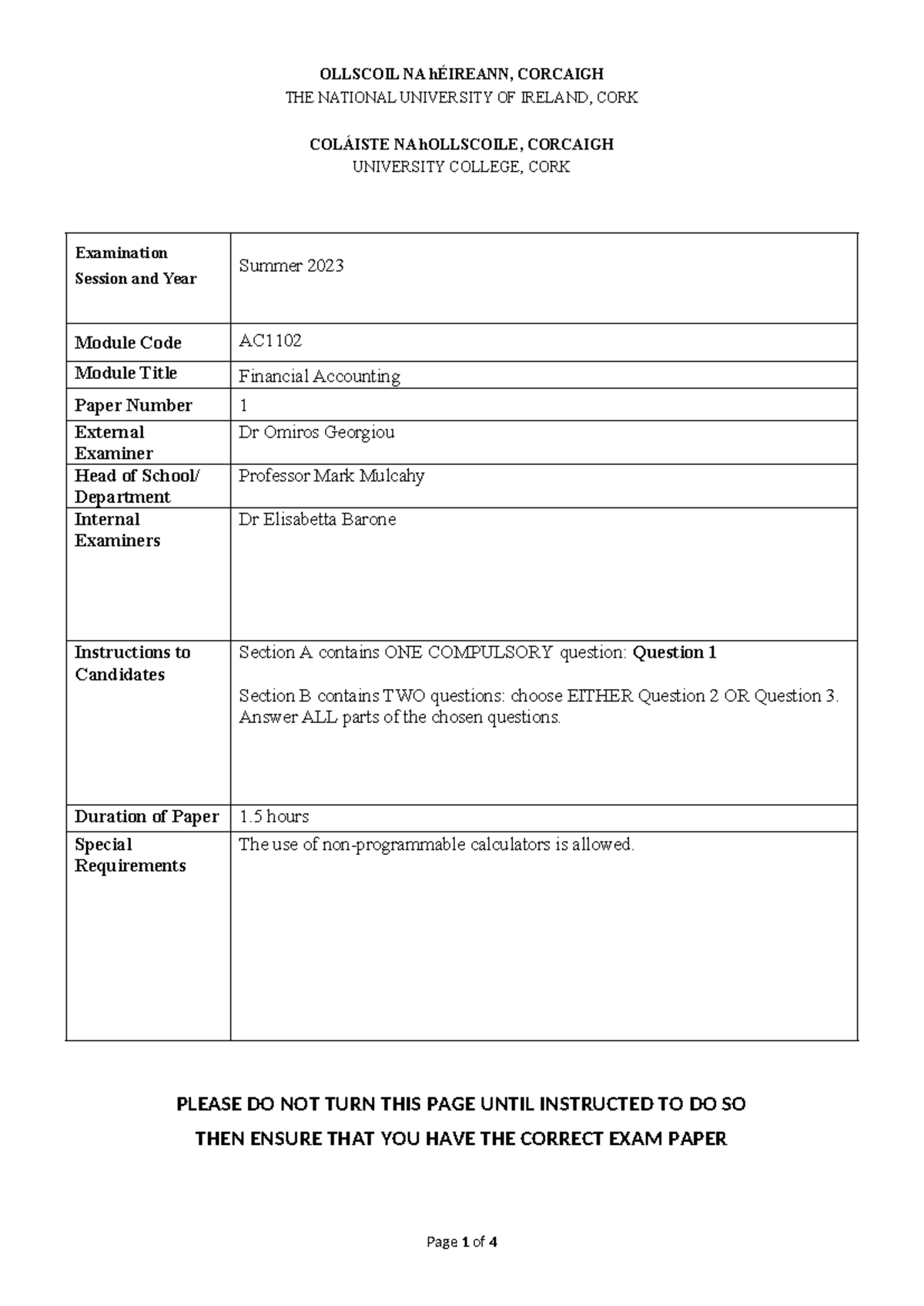 AC1102 Financial Accounting Exam Questions - Summer 2023 - Studocu