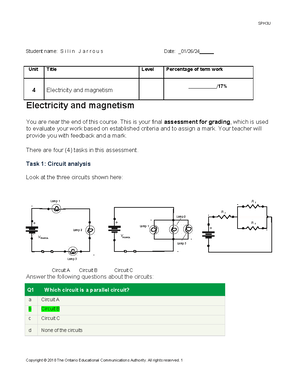 SPH4U practice test suggested answers - Practice Test Physics, Grade 12 ...