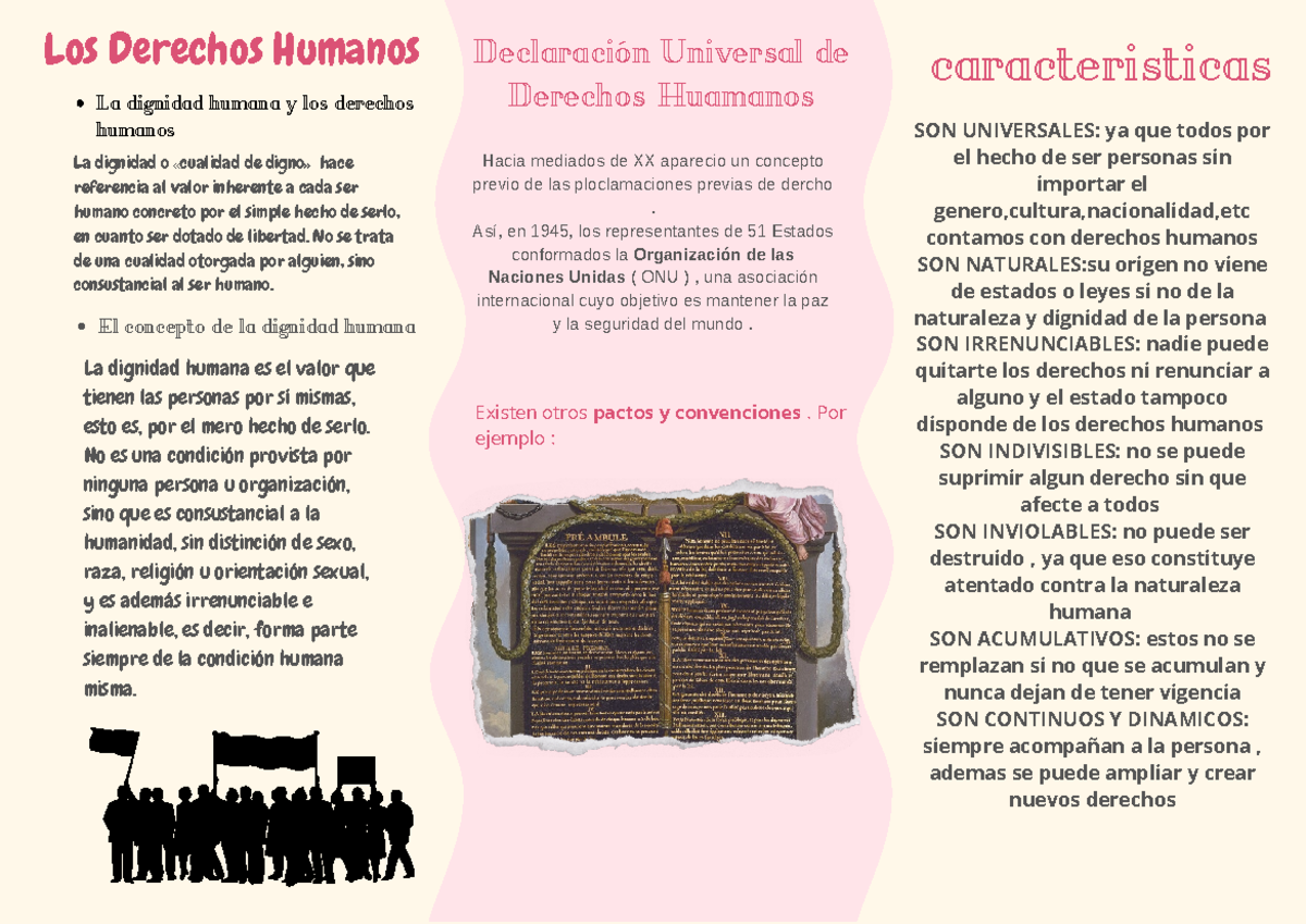 Folleto Tríptico sobre los Derechos Humanos y la Dignidad Humana - Studocu