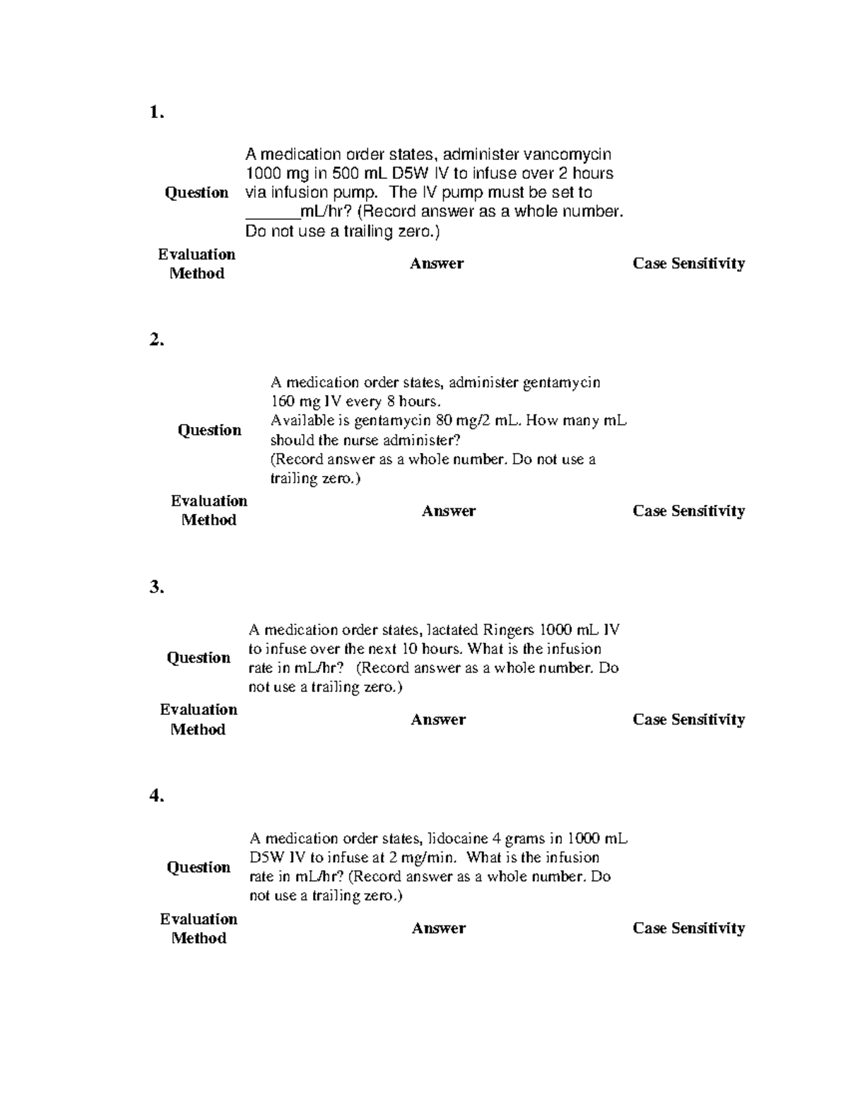 Multi-4 Dosage Calculation Practice: IV Infusion Rates and Medications ...