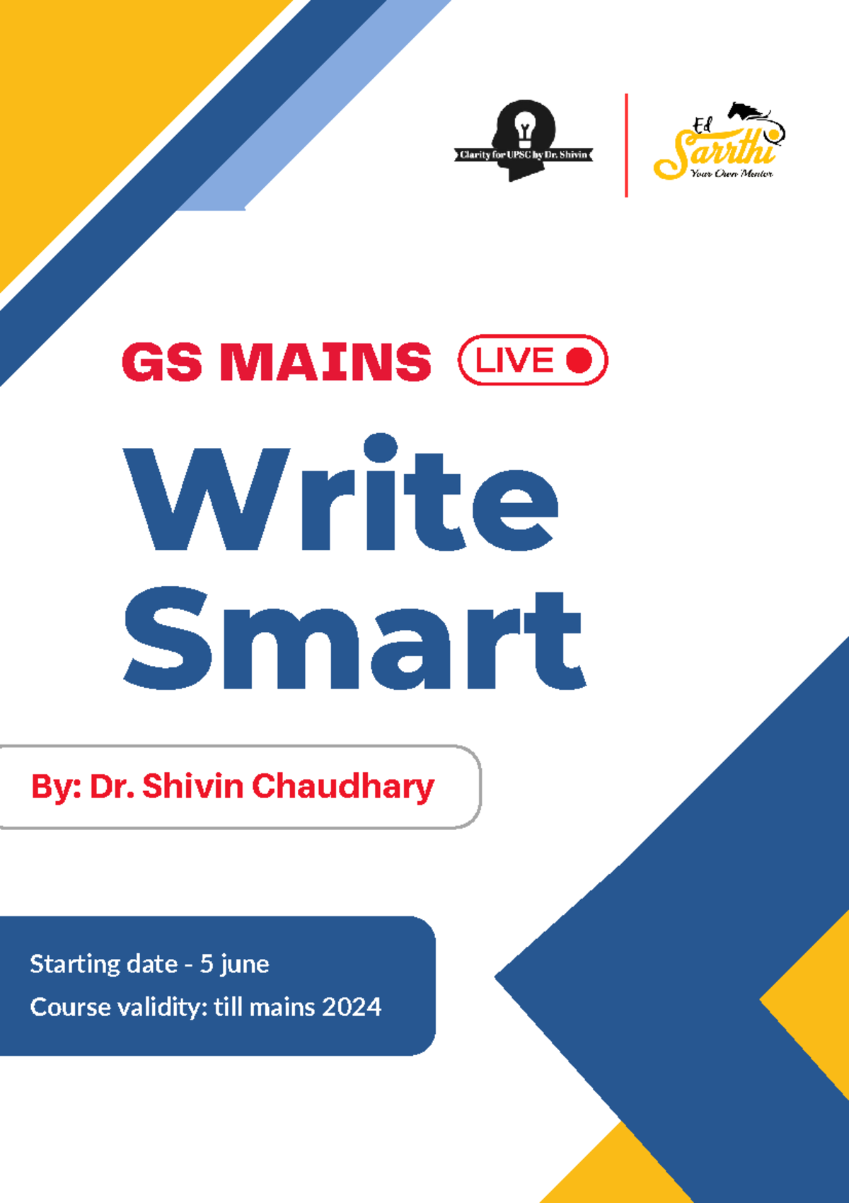 001) Smart Course Brochure by Dr. Shivin Chaudhary - Starting 5 June ...