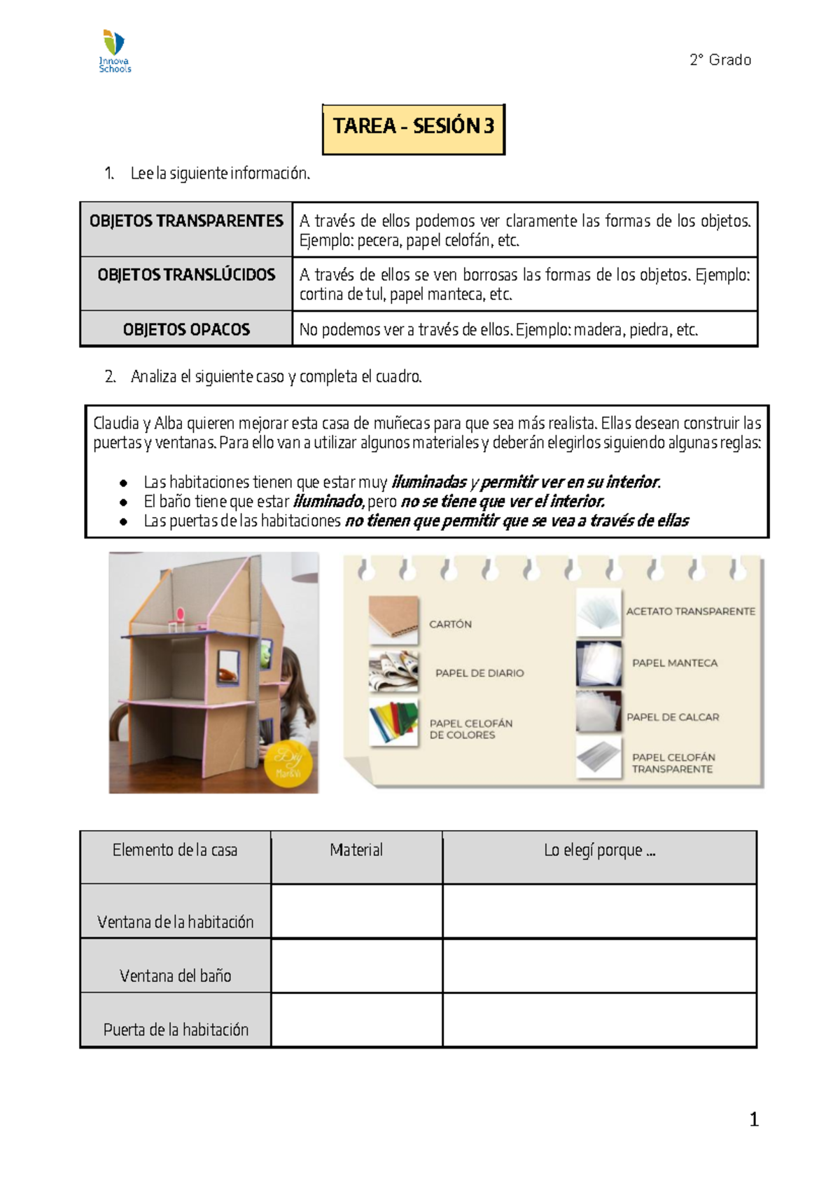 A4 S3 U6 Tarea Objetos Transparentes Translúcidos Y Opacos Studocu