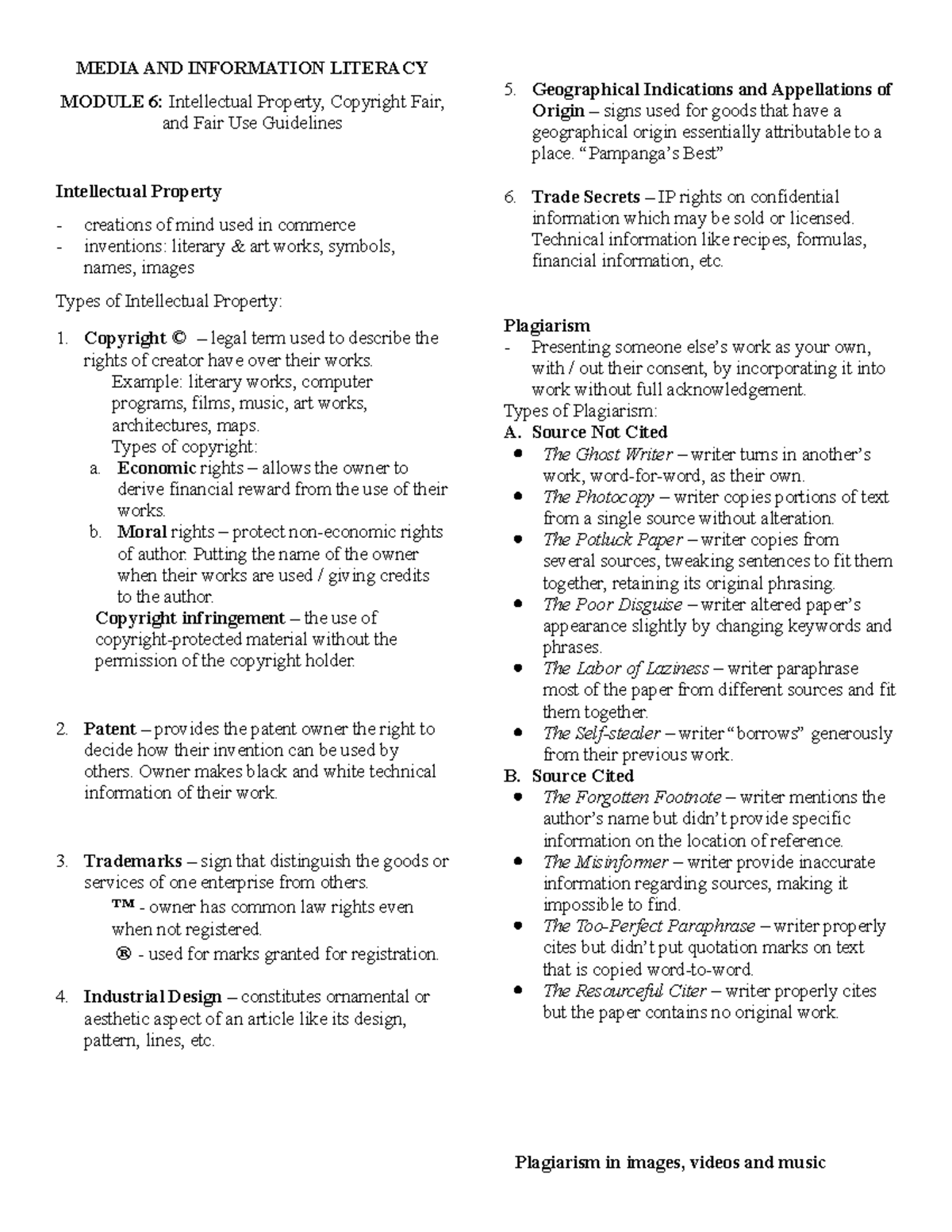 Module 6 - Guidelines on Intellectual Property & Copyright Issues - Studocu
