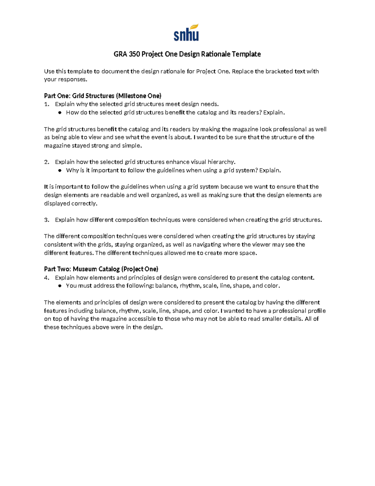 GRA 350 Project One Design Rationale Template - Replace the bracketed ...