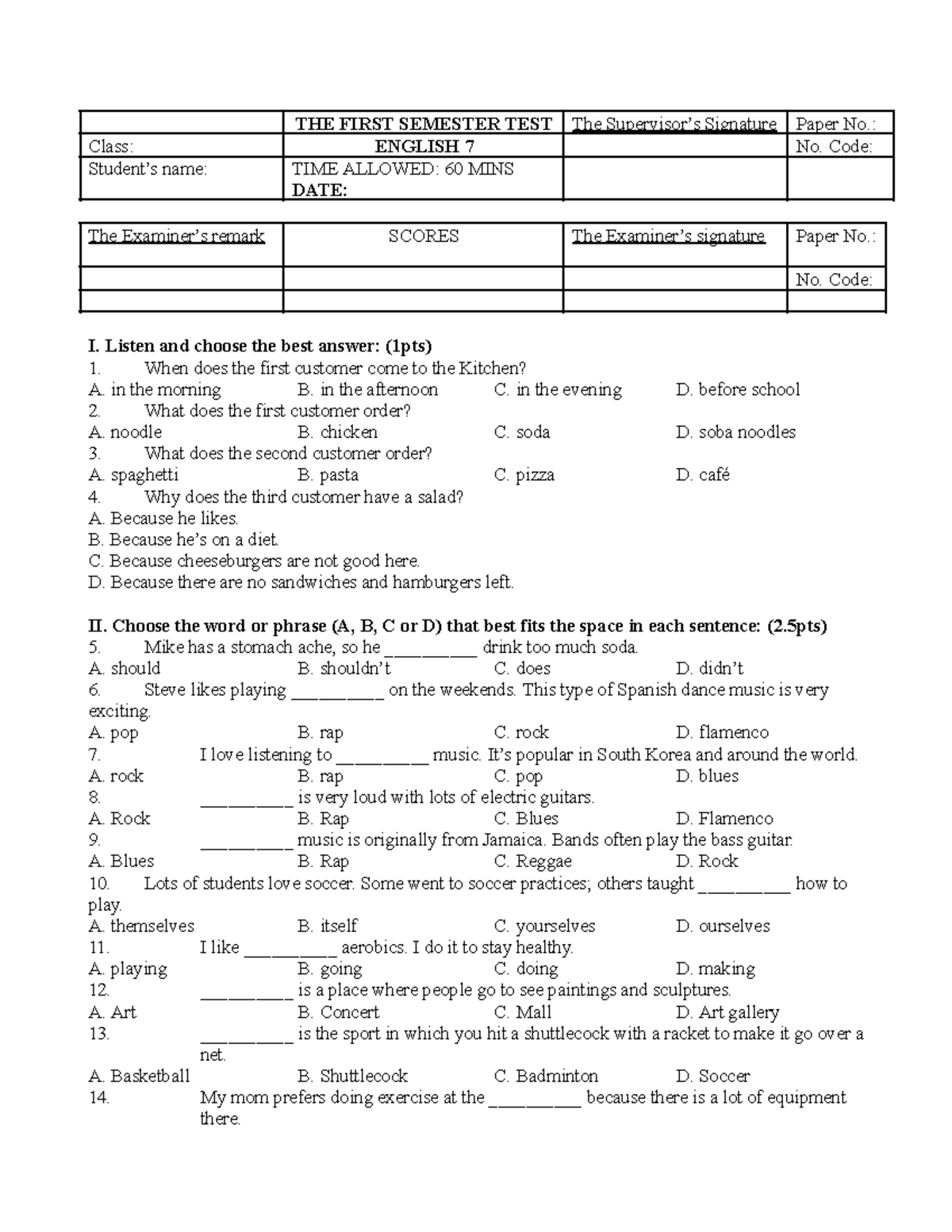 English 7: First Semester Test Review (SW7) - Studocu