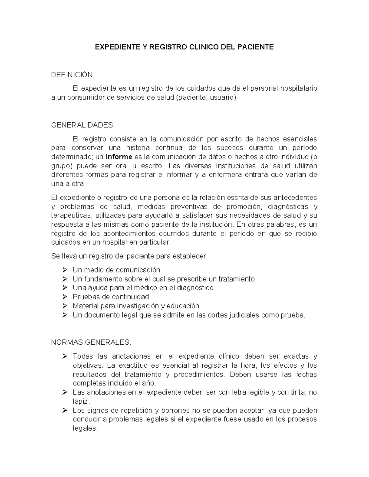 Manual de Expediente Clínico y Registro del Paciente (THB) - Studocu