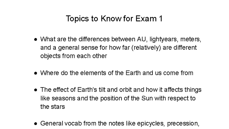 Study Guide for Astronomy Exam 1: Key Topics and Concepts - Studocu