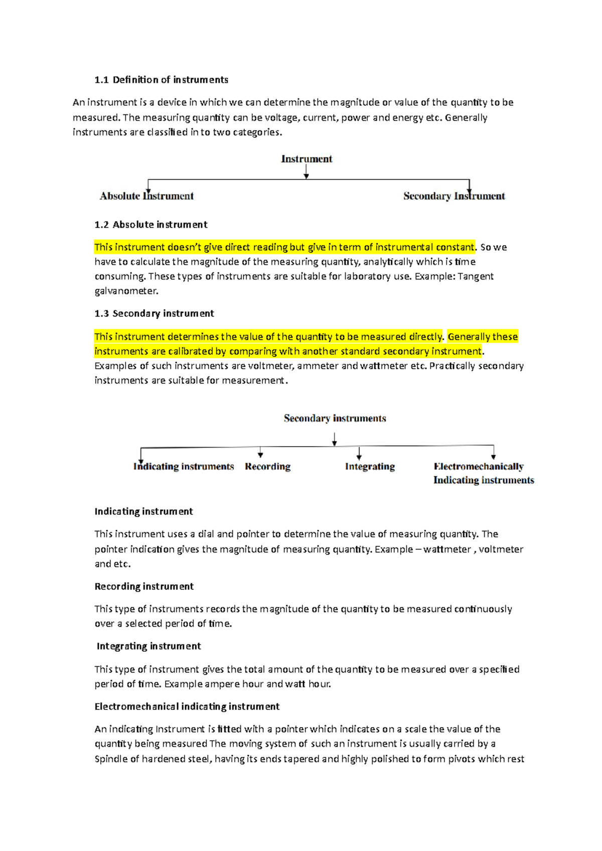 ESL 1.1 Instruments: Definitions and Classifications Part 2 - Studocu