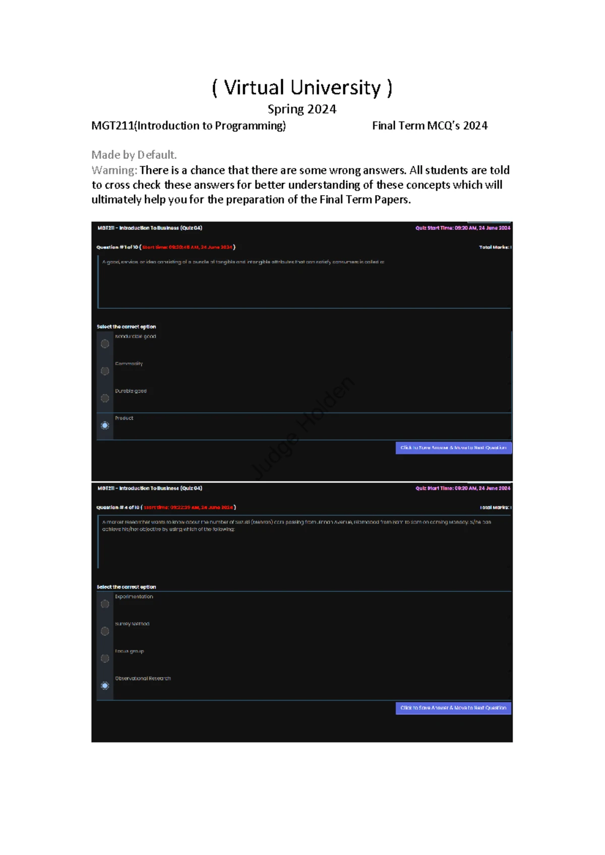 CS201P-Final Term-Spring 2024-Latest MCQ's - BS Computer science ...