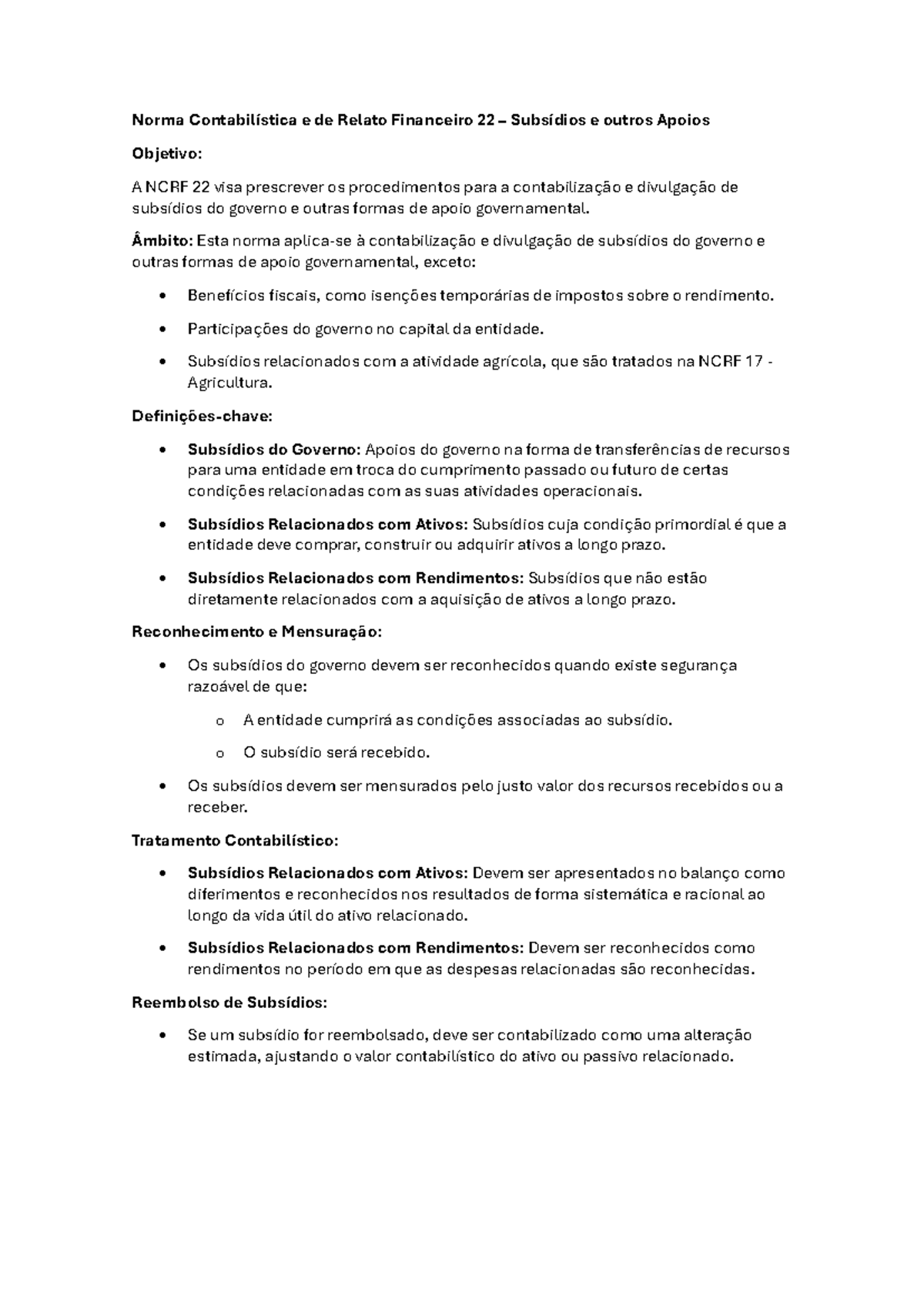 NCRF 22 - Resumo NCRF 22 - Norma Contabilística e de Relato Financeiro ...