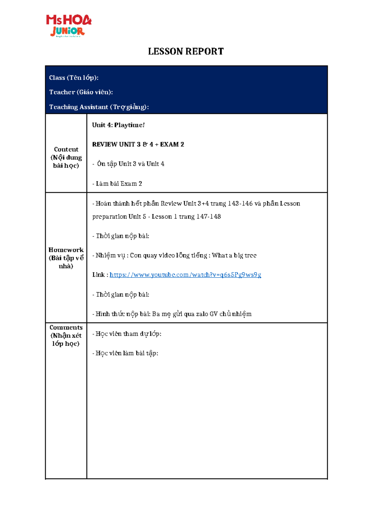 FORM Lesson Report: Review Units 3 & 4 + Exam 2 - Explorer 3 - Studocu