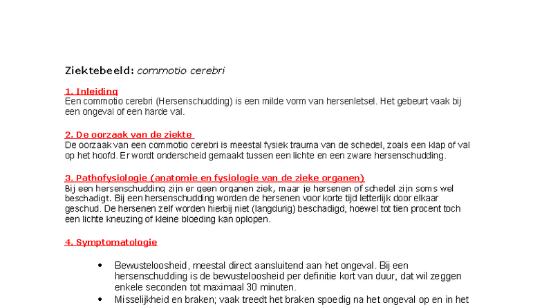 Commotio Cerebri: Inleiding, Symptomen en Herstel (Ziektebeeld ...