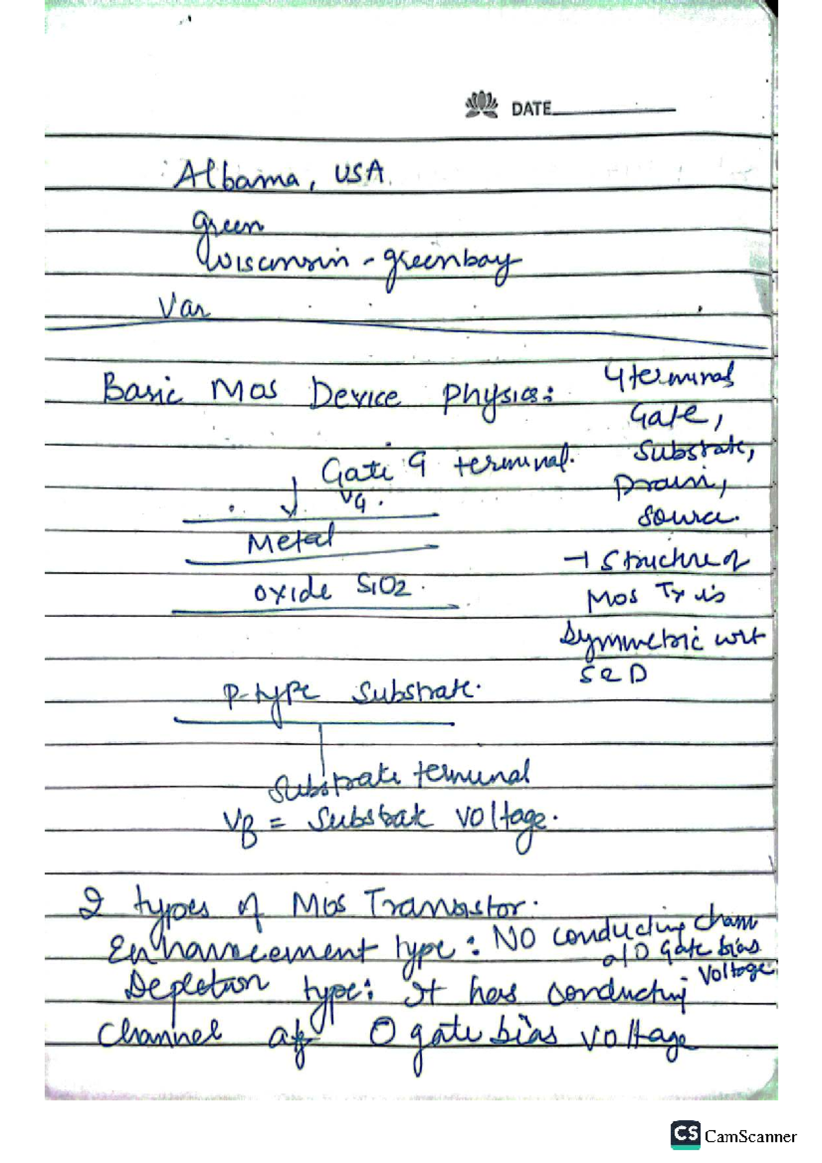 CMOS Analog VLSI Design Notes: Device Physics and Characteristics - Studocu