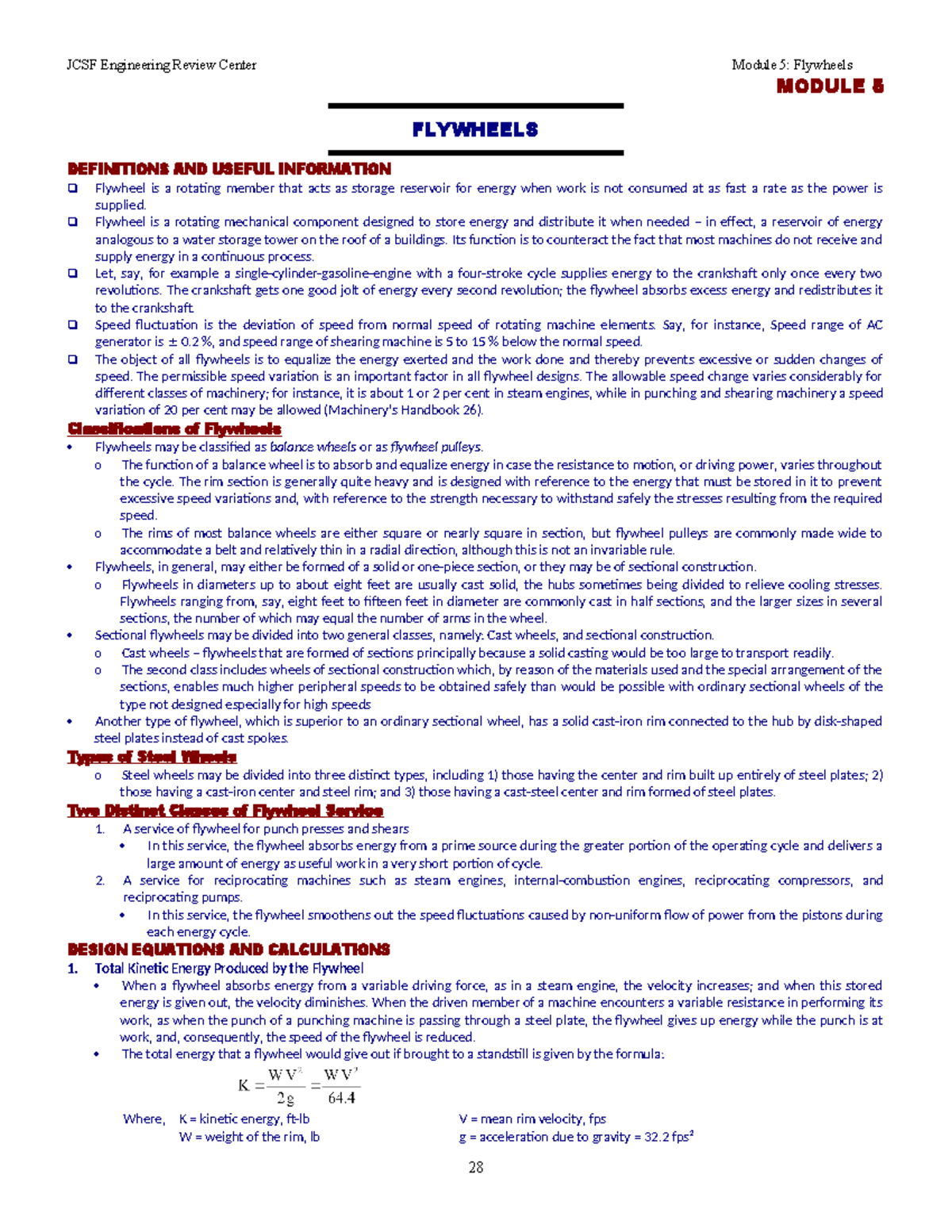 MD Module 5: Detailed Analysis of Flywheels and Their Applications ...