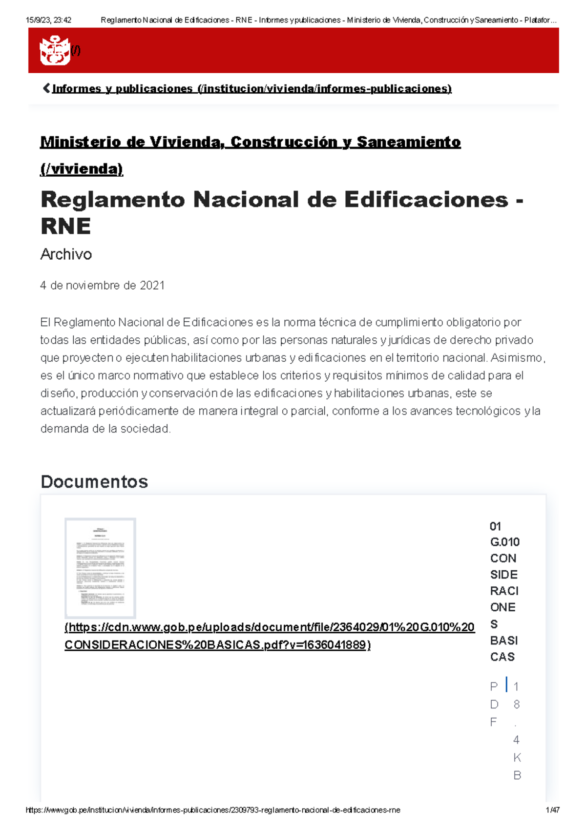 Reglamento Nacional de Edificaciones - RNE - Informes y publicaciones ...