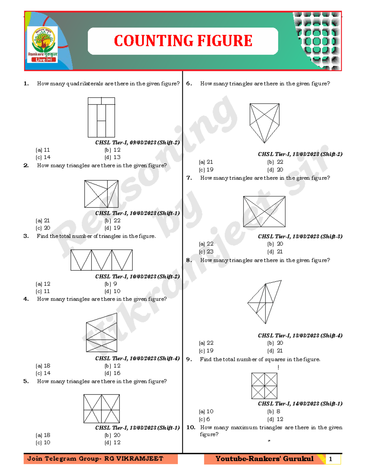 Counting Figures Practice - CHSL Tier-I Exam Solutions - Studocu