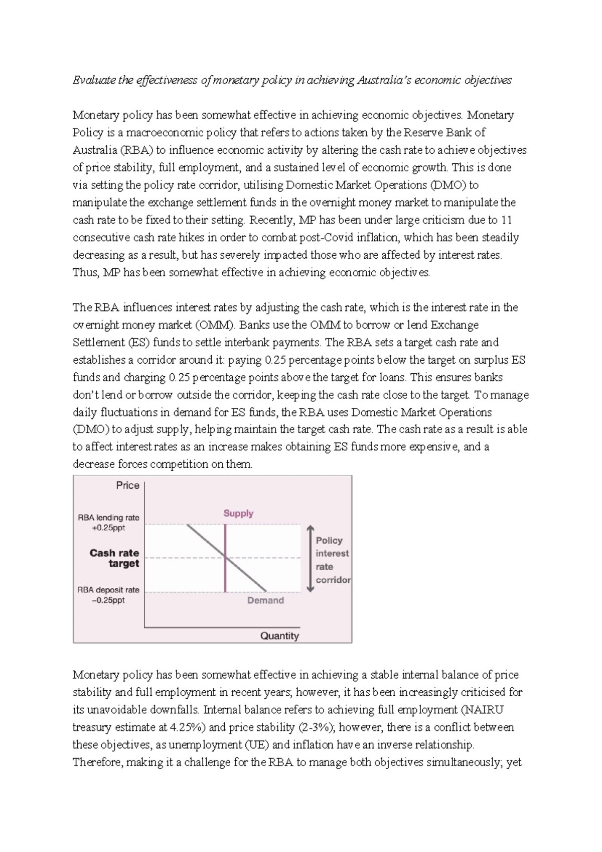 Monetary Policy Effectiveness in Achieving Aus. Economic Goals: An ...