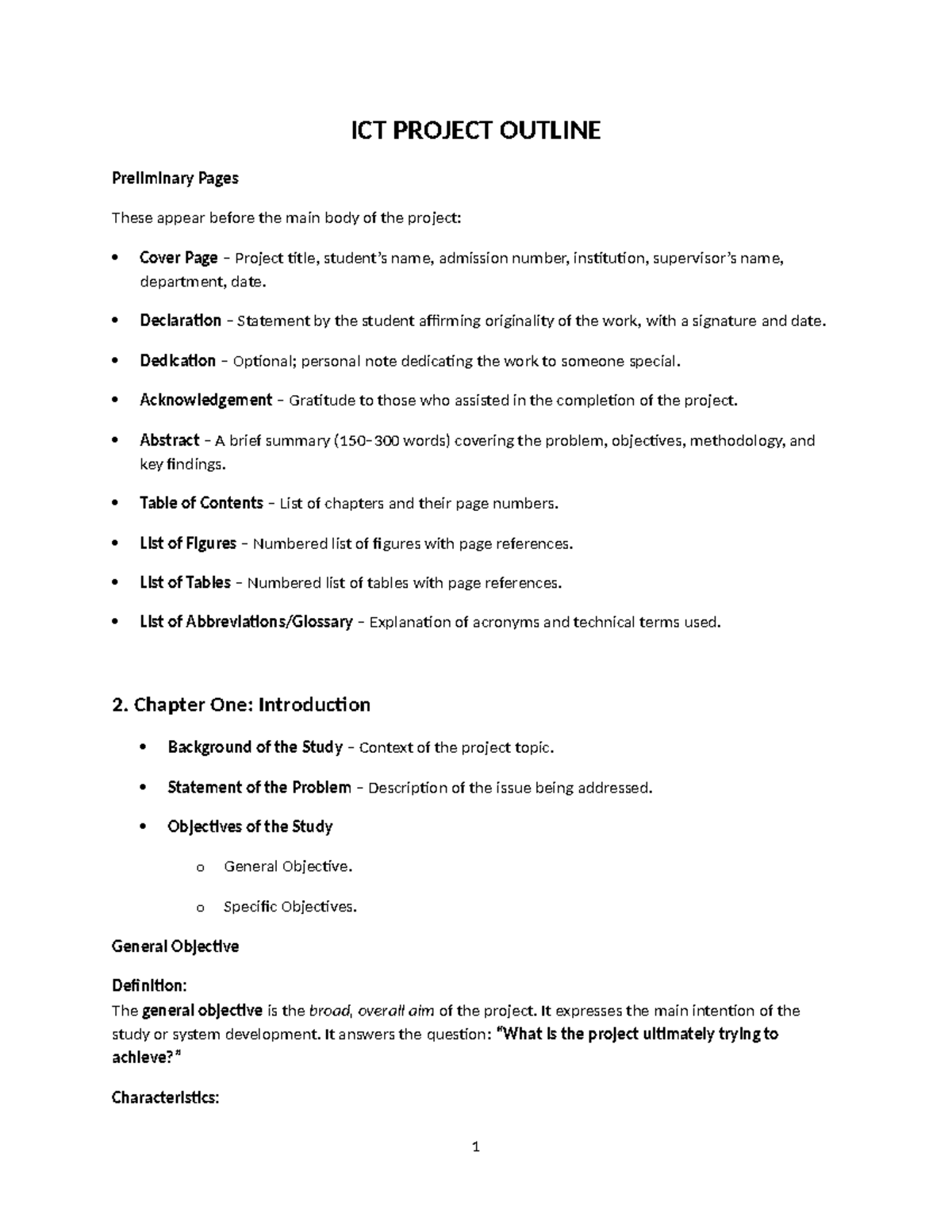 ICT Project Outline - Comprehensive Guide for Submission - Studocu