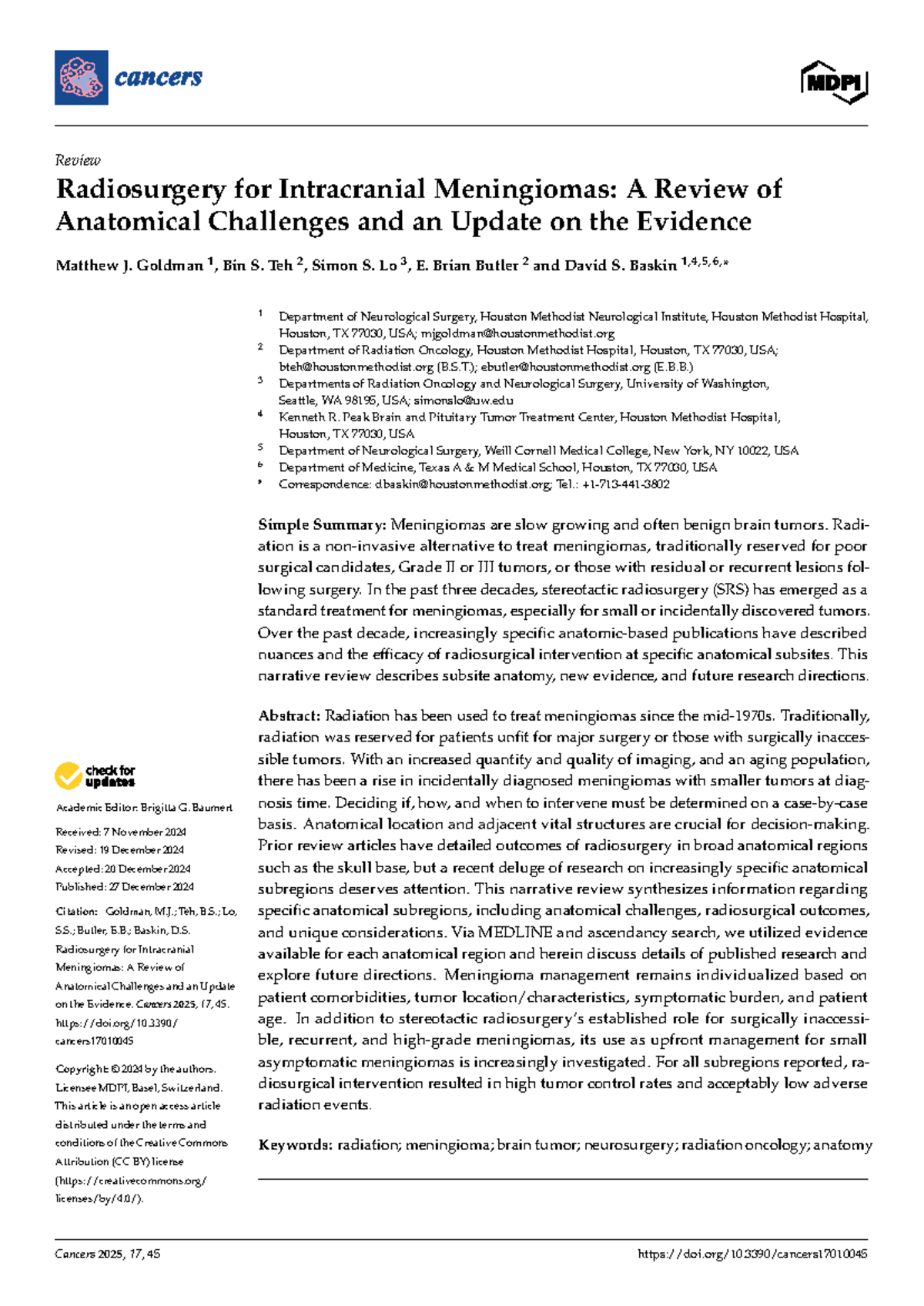Radiosurgery for Intracranial Meningiomas: Anatomical Challenges ...