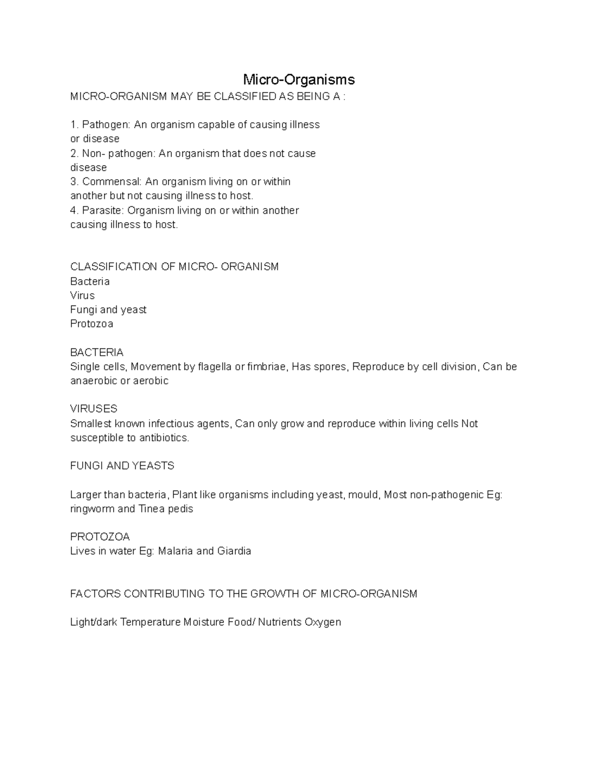 Micro-Organisms (Simple) - Micro-Organisms MICRO-ORGANISM MAY BE ...