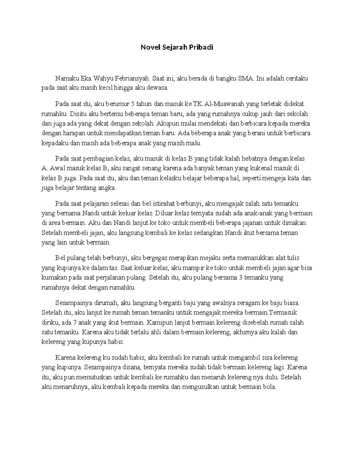 Eka Wahyu Febriansyah - tidak ada kata-kata - Novel Sejarah Pribadi ...