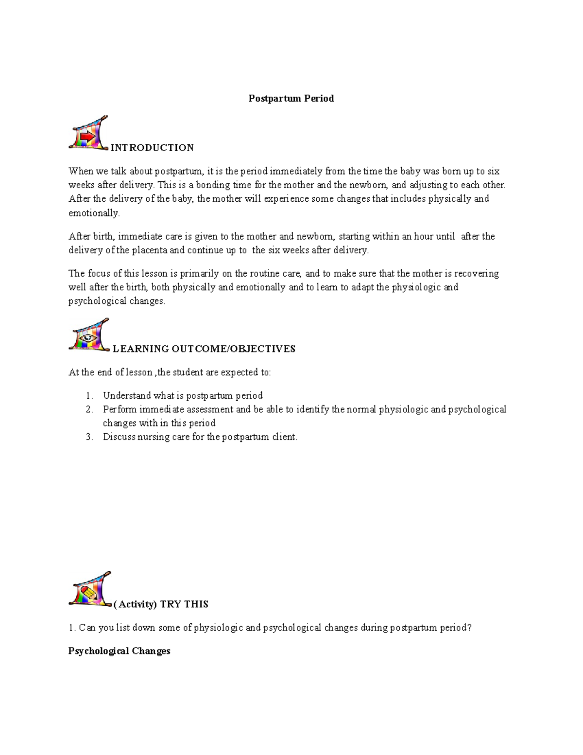 Postpartum Care: Key Insights and Nursing Guidelines - Module PCC101 ...