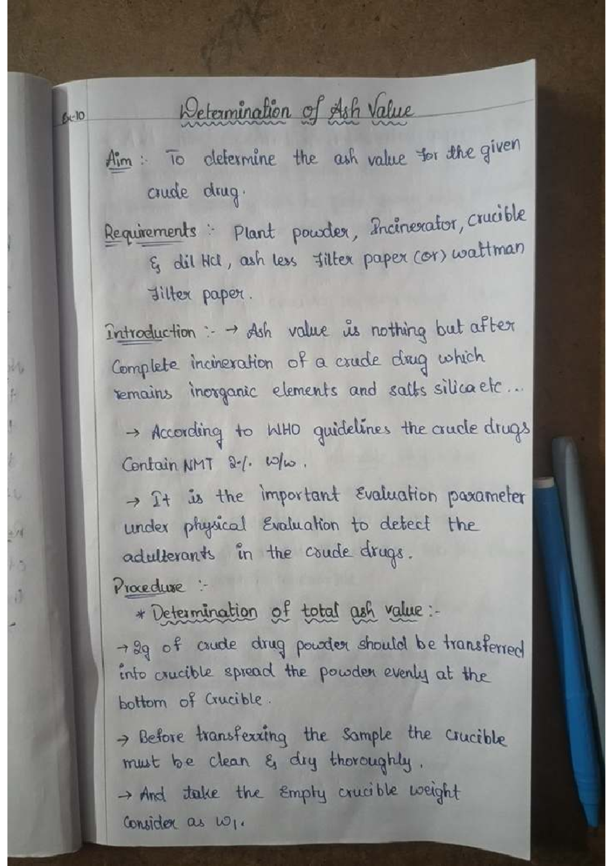 Pharmacognosy - Determination of Ash Value and Extractive Values - Studocu