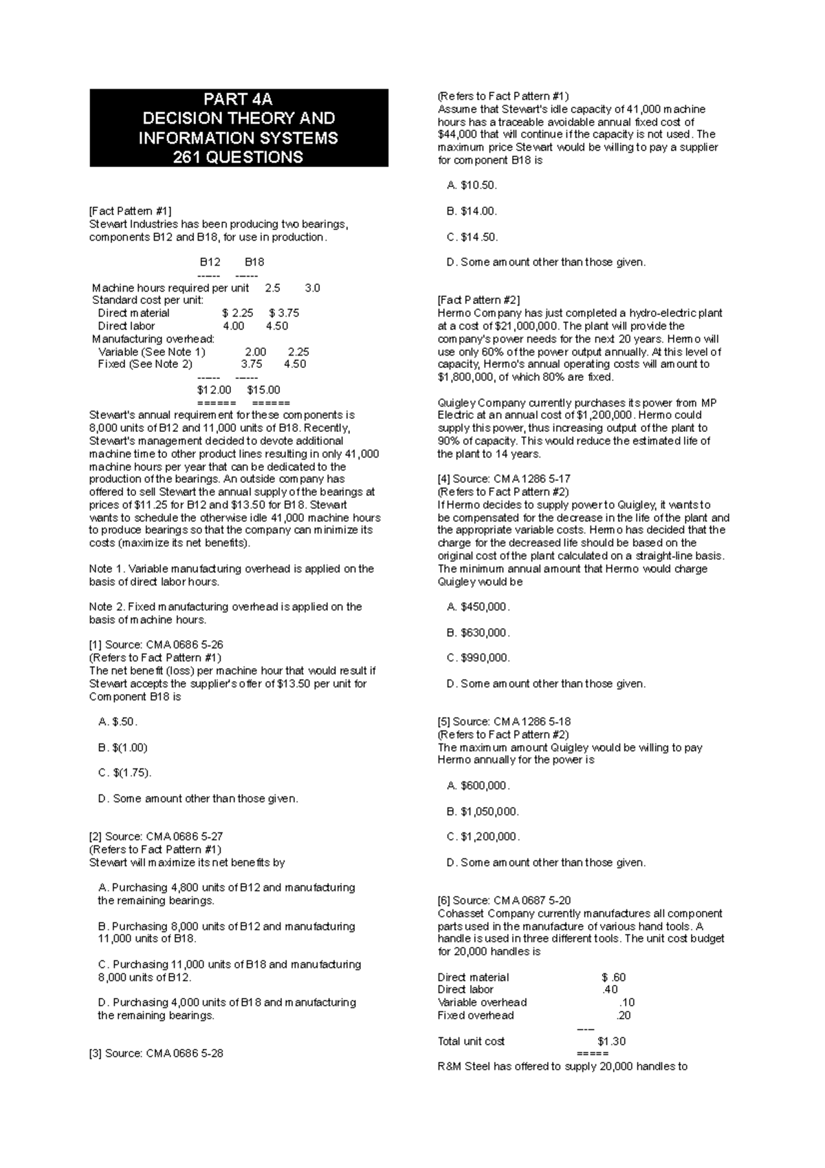 SCM CH14 Decision Theory MCQ Key PDF Guide - Studocu