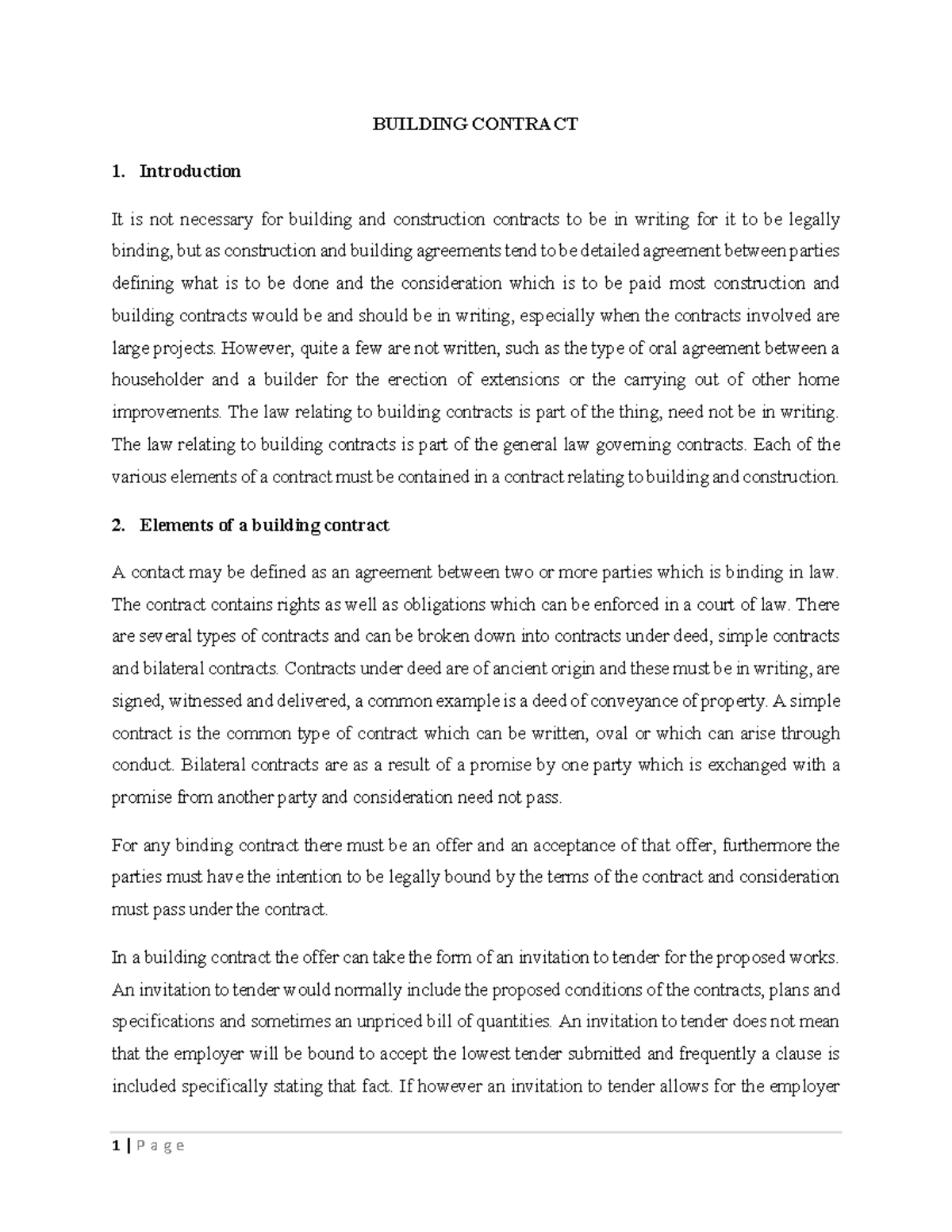 Building Contract Overview and Key Elements Explained - Studocu