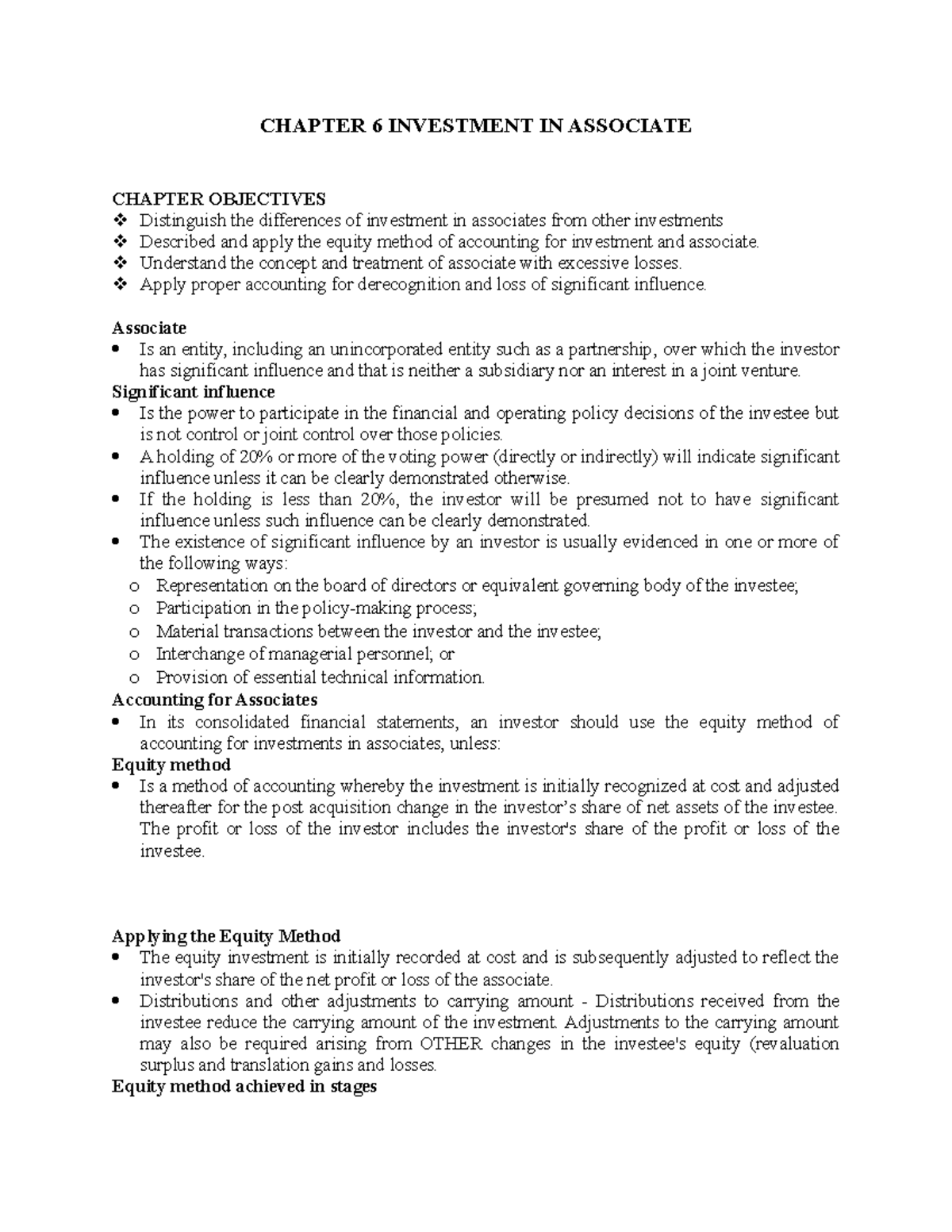 Chapter 6: Investment in Associates - Understanding Equity Method and ...