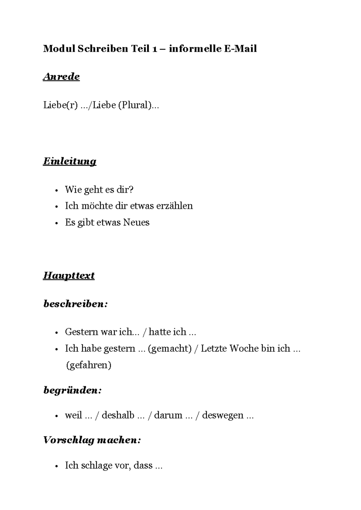 519615351 Redemittel für informelle und (halb-)formelle E-Mails B1 ...