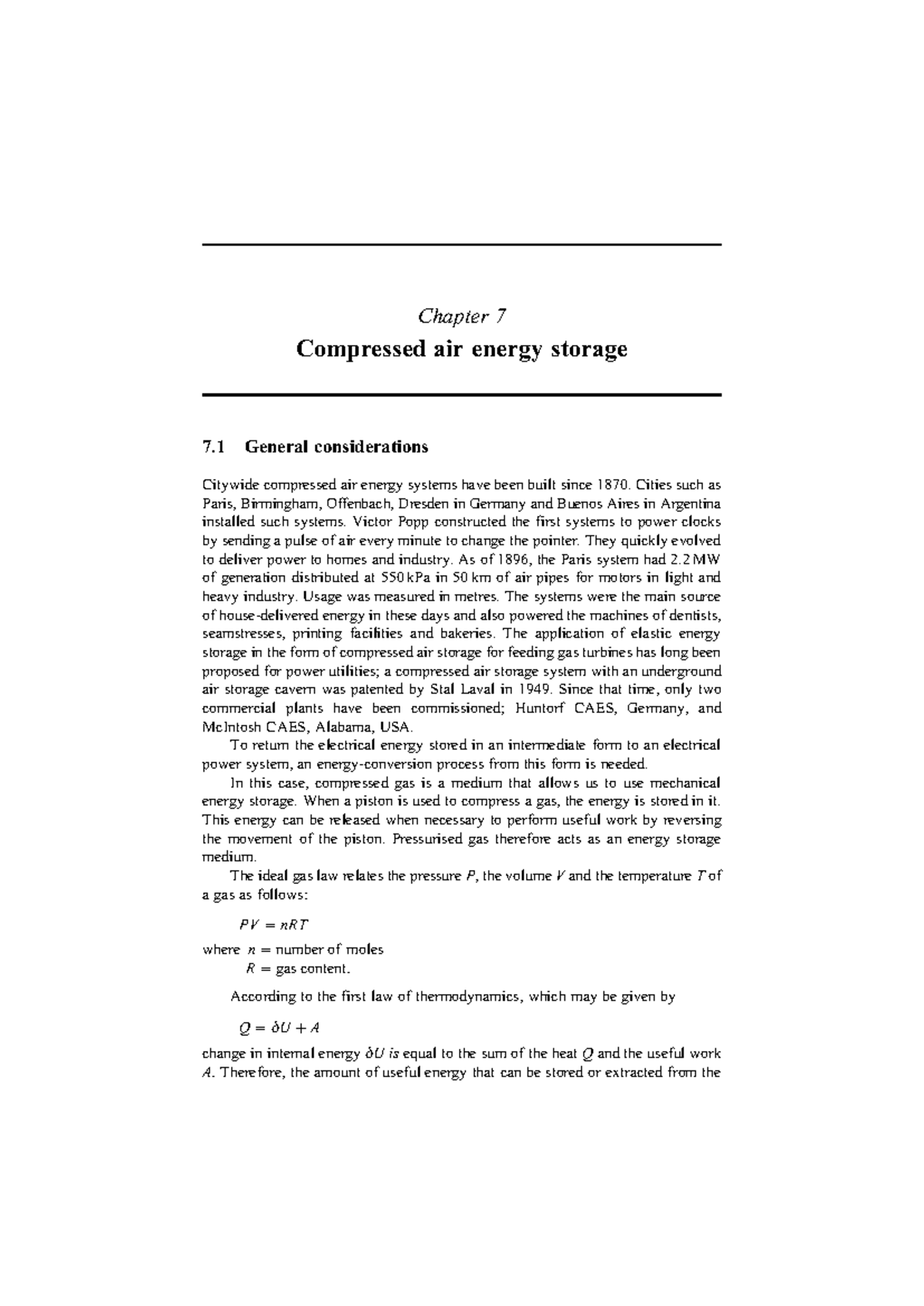 Chapter 7: Compressed Air Energy Storage (CAES) Overview - Studocu