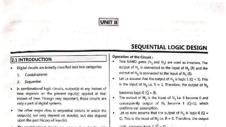 DE Unit-2: Sequential Logic Design and Flip Flop Fundamentals - Studocu