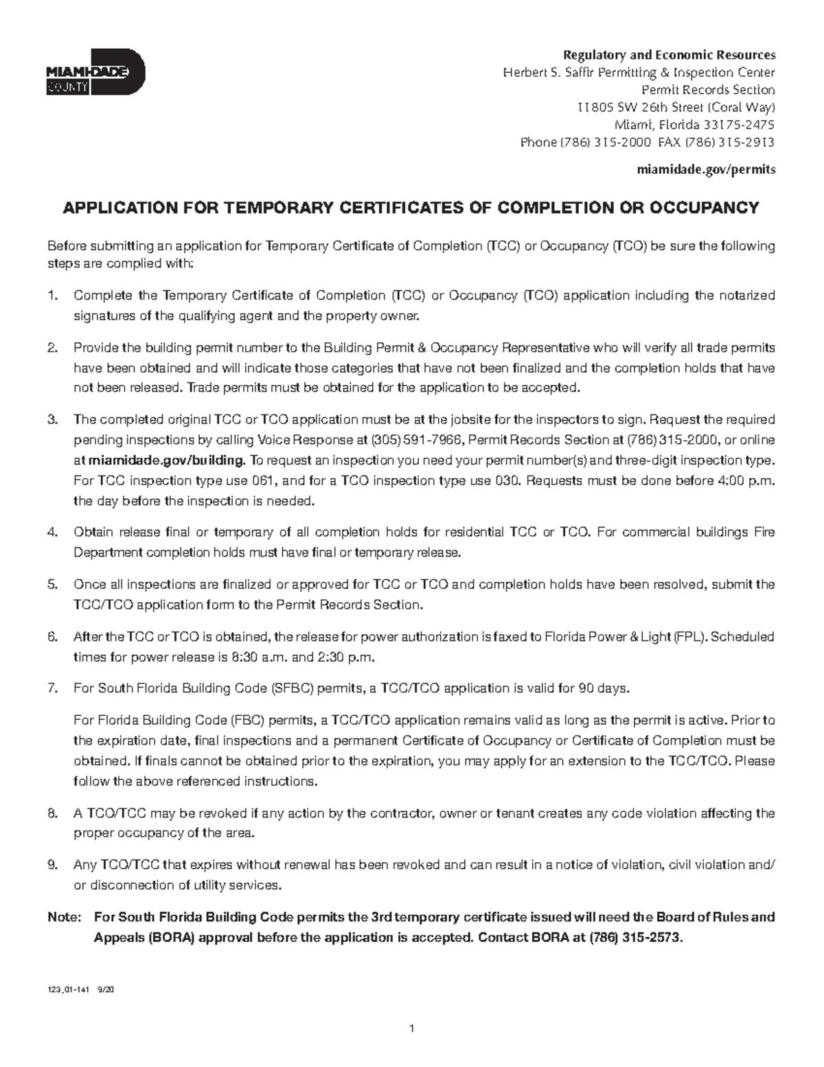 Occupancy Applications Summary: TCC & TCO Procedures in Miami-Dade ...