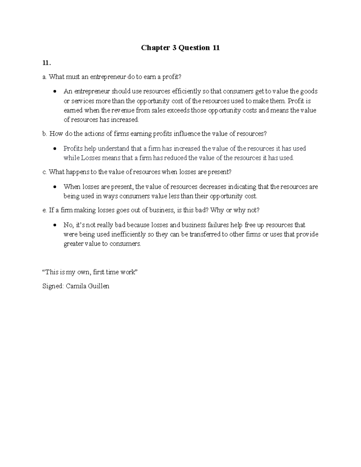 Chapter 3 Homework: Understanding Profit and Resource Value - Studocu