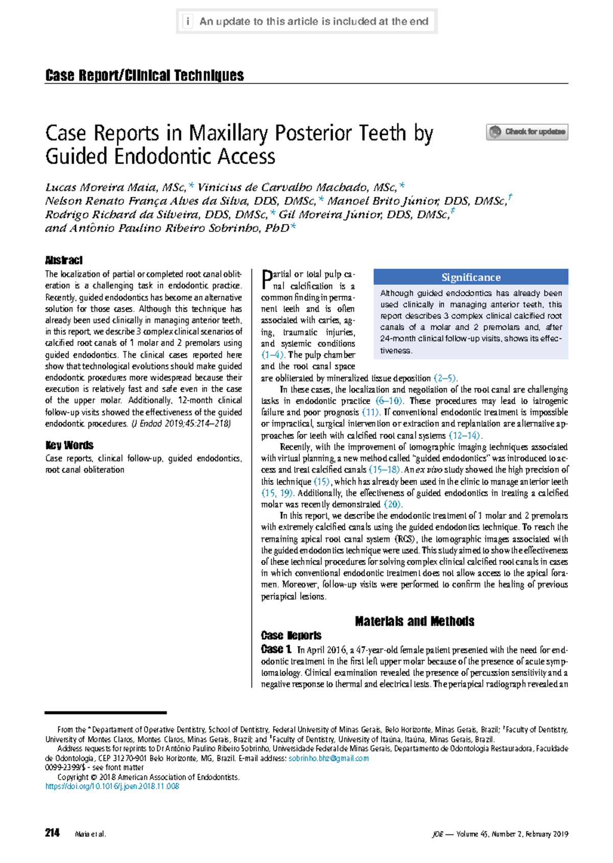 Case Reports in Maxillary Posterior Teeth: Guided Endodontic Access ...