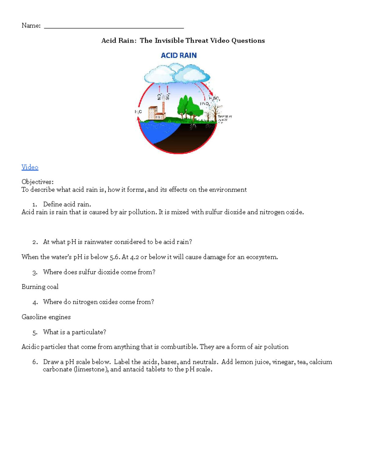 Acid Rain: Video Questions & Environmental Impact Analysis - Studocu