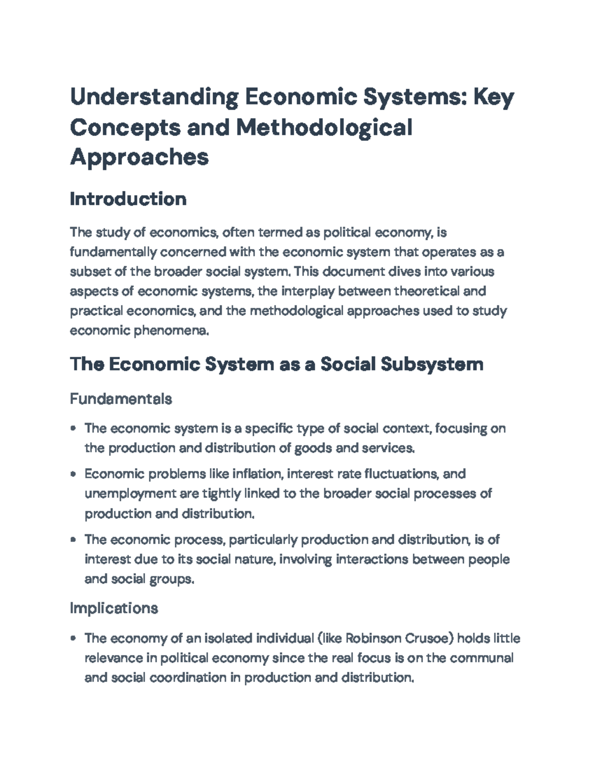 Understanding Economic Systems: Concepts and Methodological Approaches ...