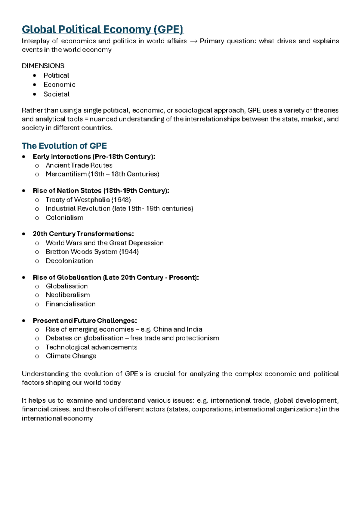 GPE 101: Understanding Global Political Economy Dynamics and Theories ...