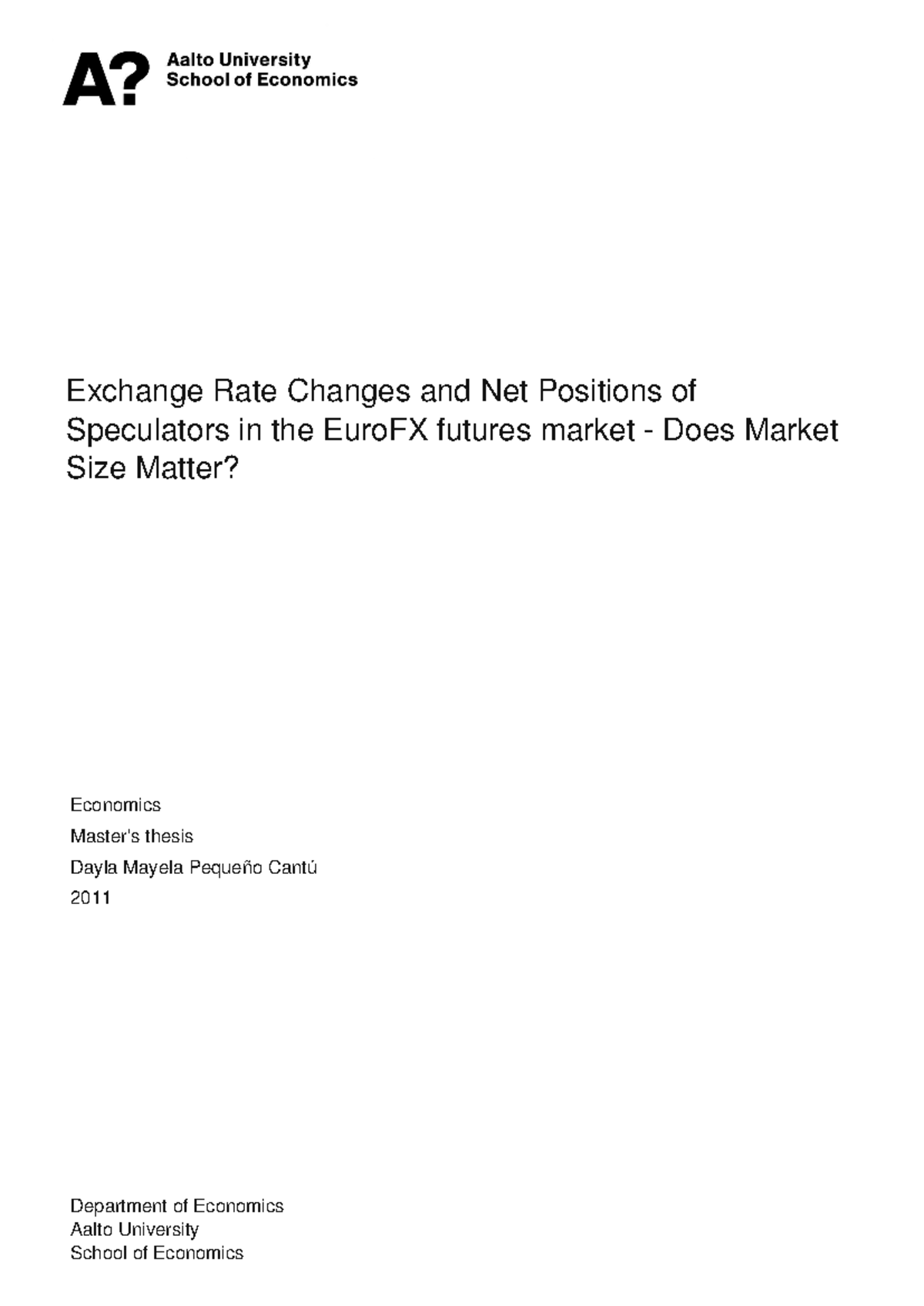 Exchange Rate Changes and Net Positions of Speculators in the Euro FX ...