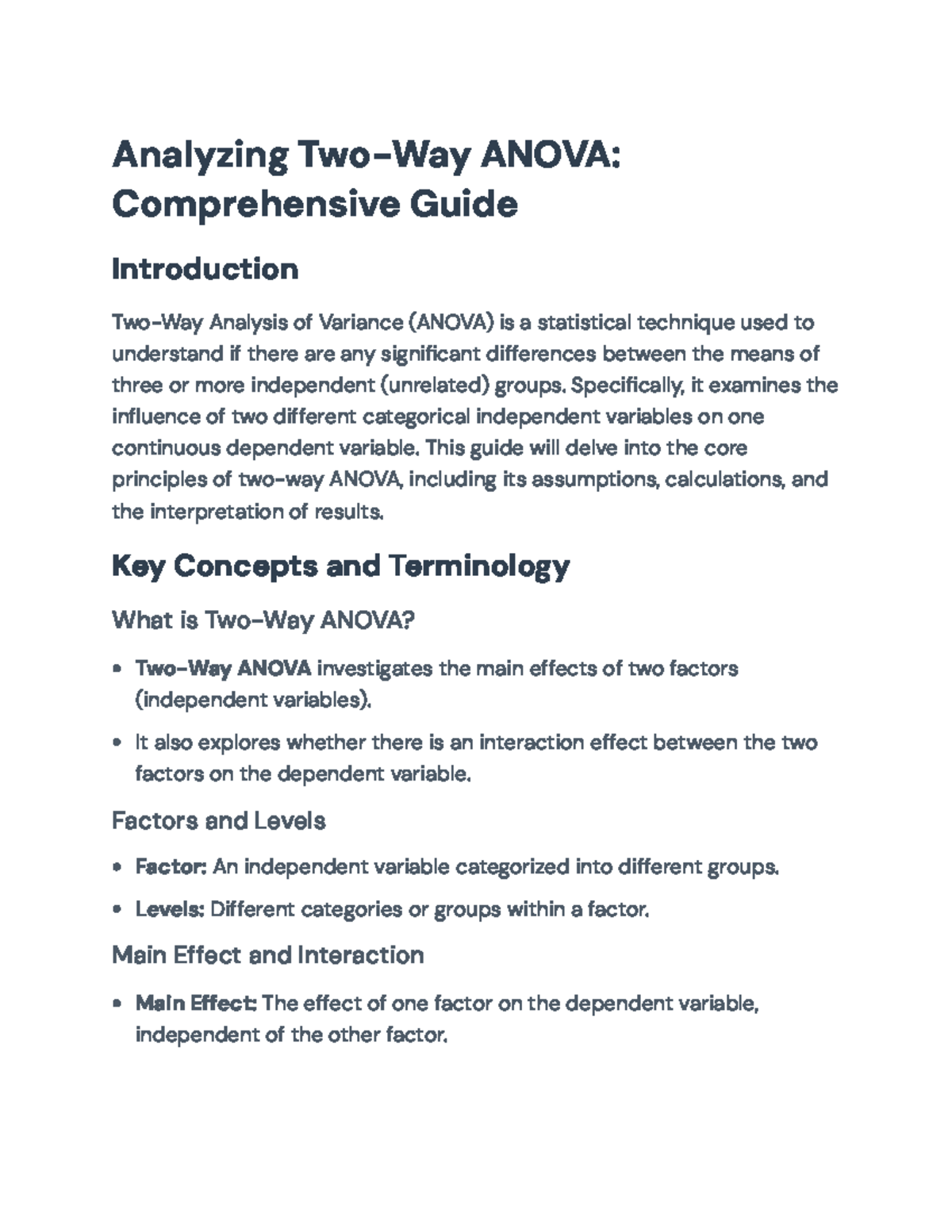 Comprehensive Guide to Two-Way ANOVA: Principles and Applications ...
