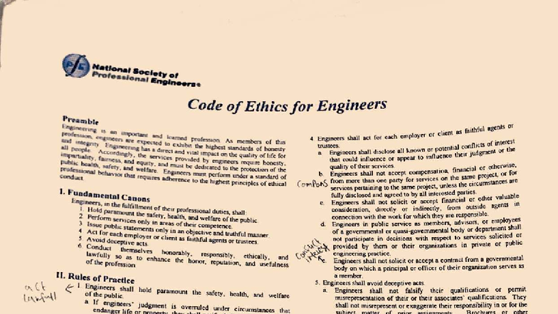 Code of Ethics for Engineers: Principles and Practices - Studocu