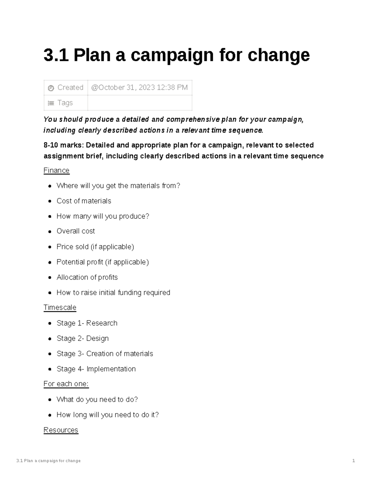 3.1 Plan a campaign for change - 3 Plan a campaign for change Created ...