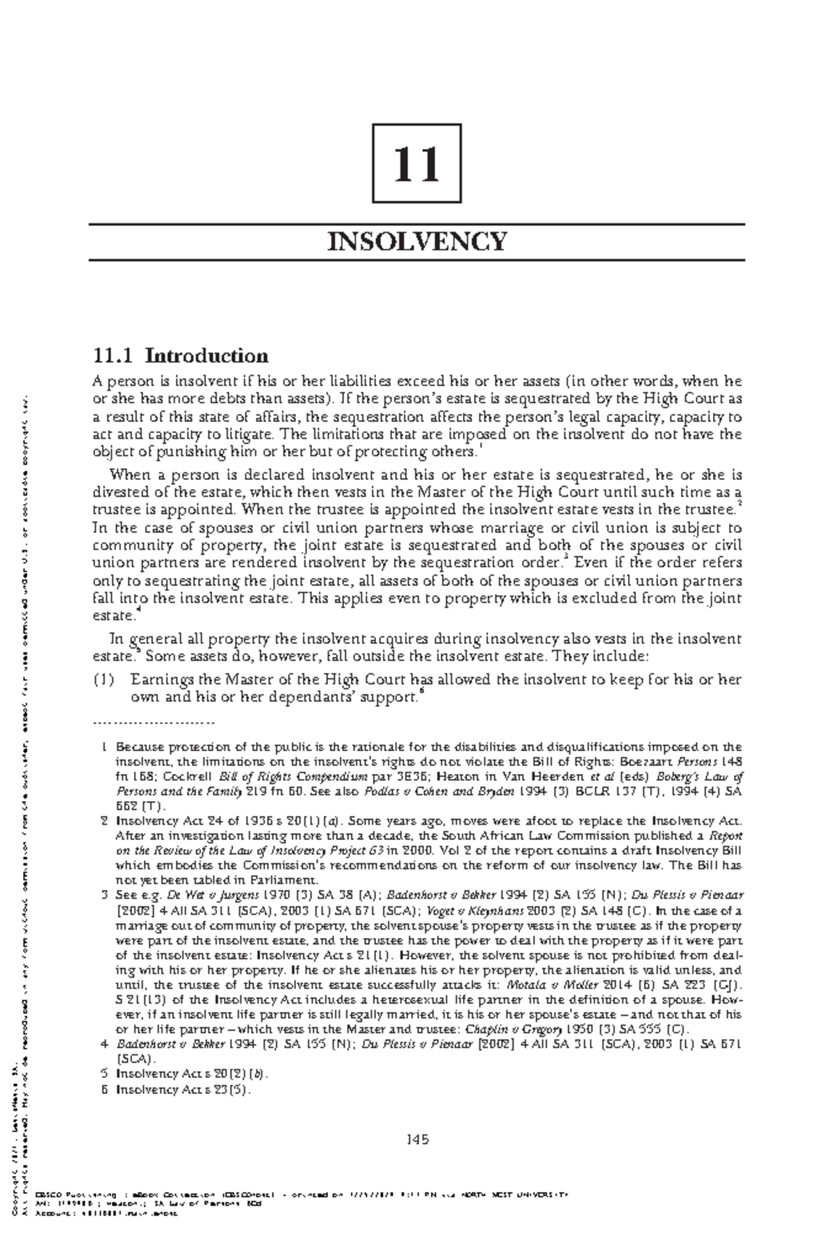 Heaton 2021 SA Law of Persons 6Ed: Understanding Insolvency Concepts ...