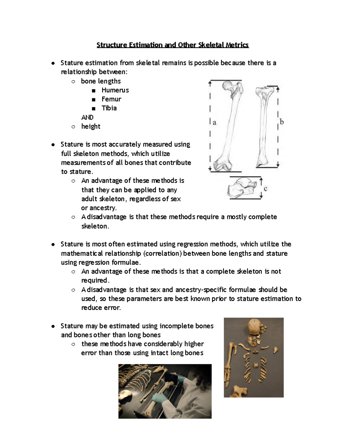 Structure Estimation and Skeletal Metrics for Stature Analysis - Studocu